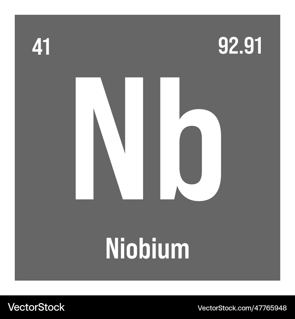 Niobium nb periodic table element Royalty Free Vector Image