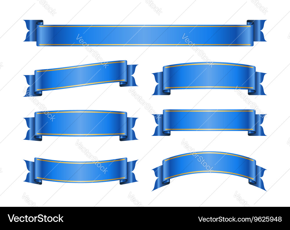 Ribbon blue banners set 1b Royalty Free Vector Image