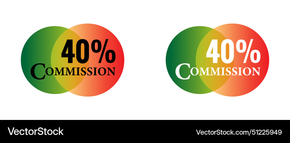 40 percent commission gradient iconic set Vector Image