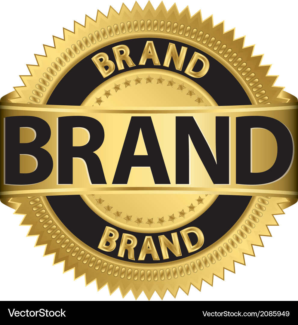 Brand gold label Royalty Free Vector Image - VectorStock