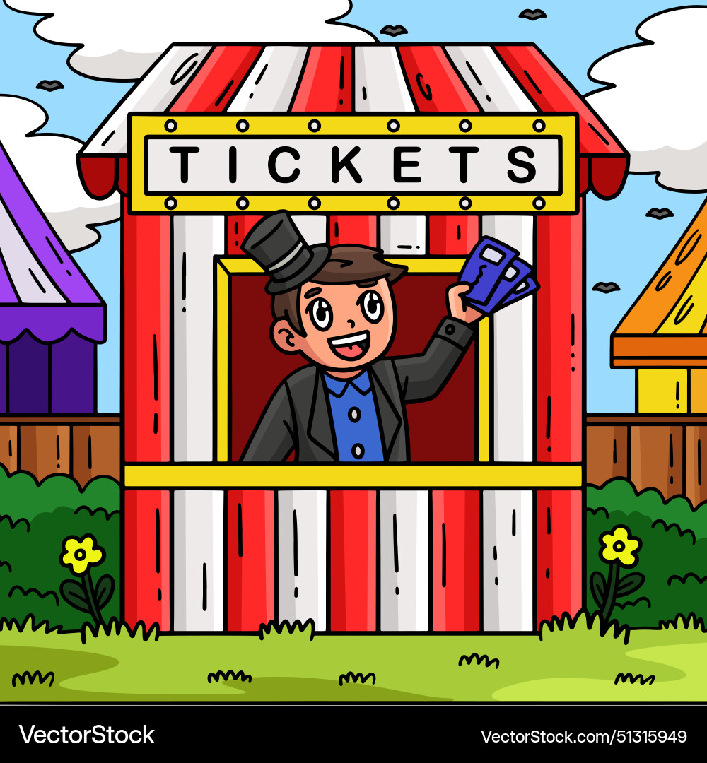 Circus ticket booth colored cartoon Royalty Free Vector