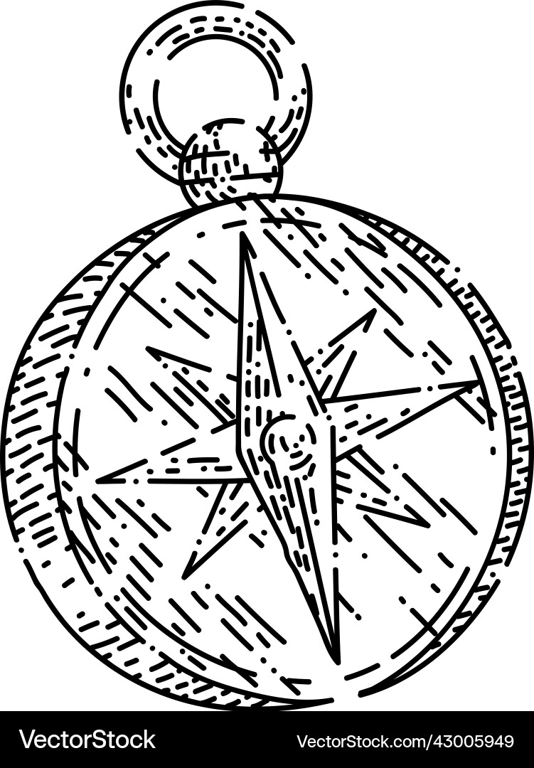Compass north sketch hand drawn Royalty Free Vector Image