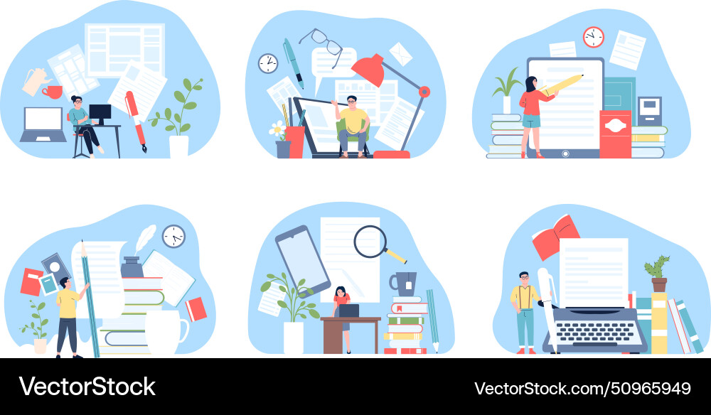 Creative authors working content creators Vector Image