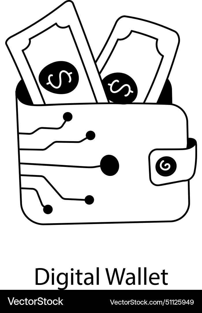 Digital wallet Royalty Free Vector Image - VectorStock