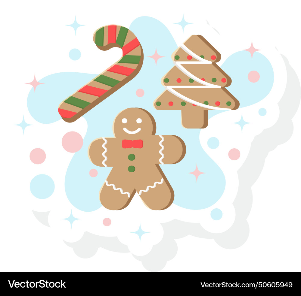 Gingerbread stickers various shapes Royalty Free Vector