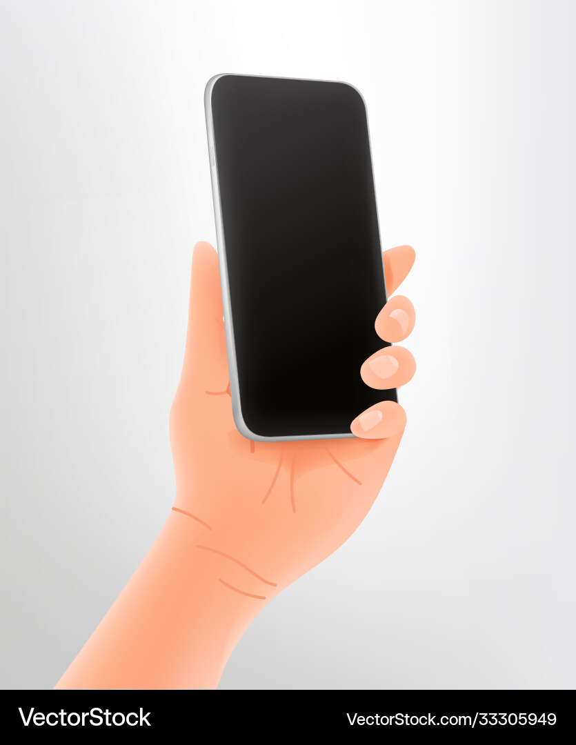 Hand holding modern white premium smartphone Vector Image