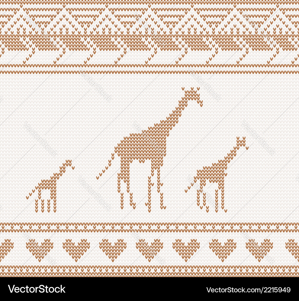 Knitted pattern with giraffe Royalty Free Vector Image