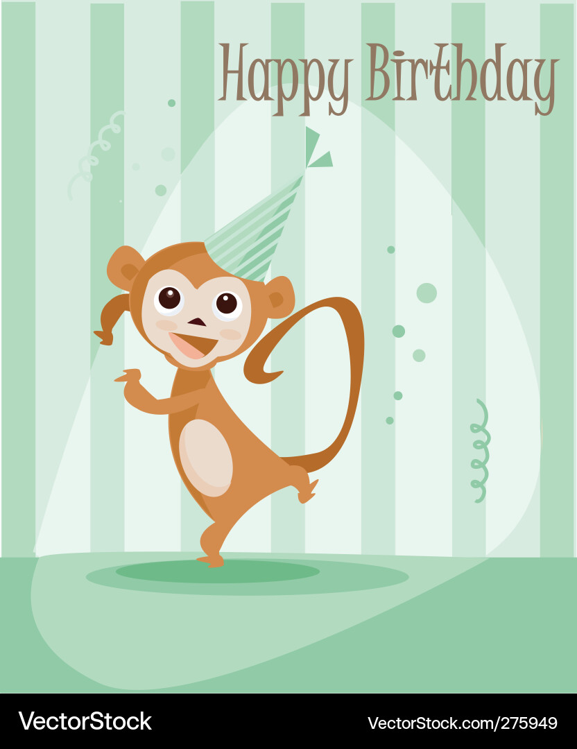 Monkey birthday Royalty Free Vector Image - VectorStock