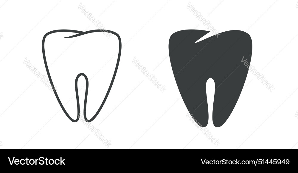 Tooth icon line outline art simple graphic set Vector Image