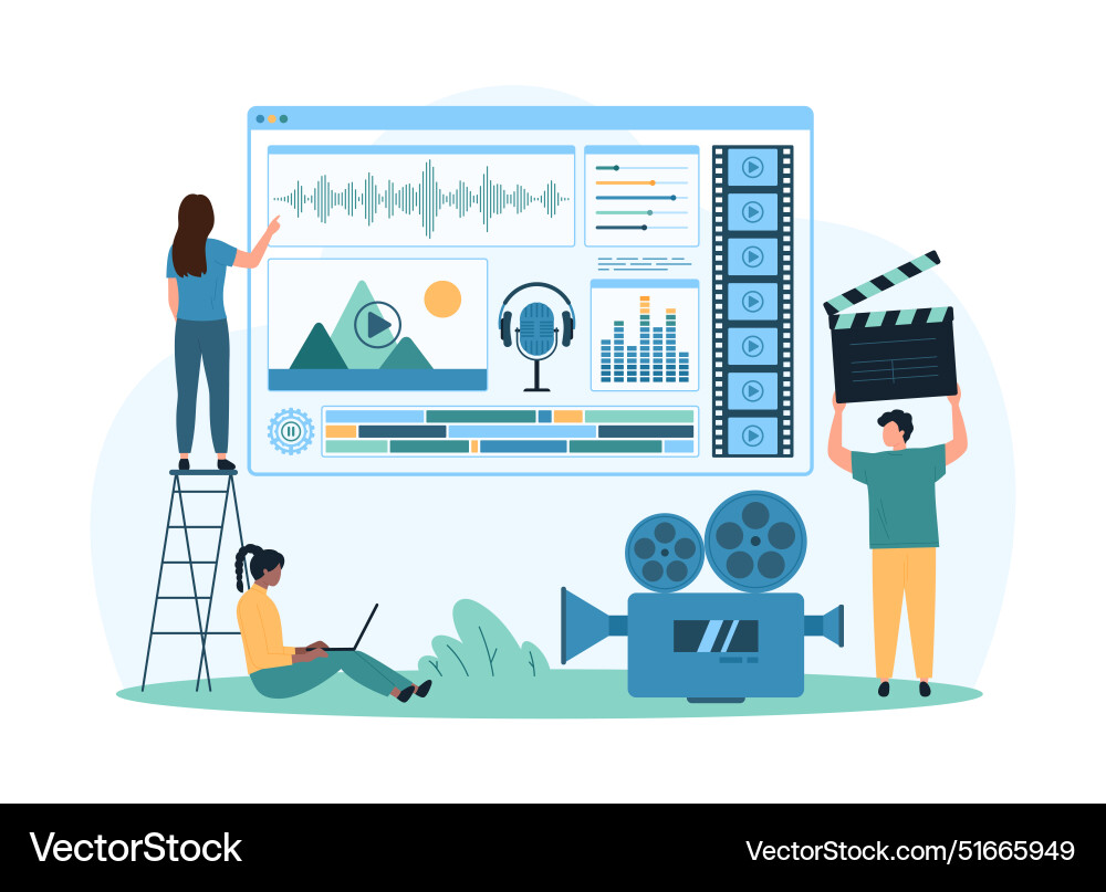 Video clip production and editing frame montage Vector Image