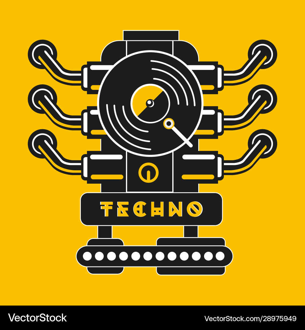Vinyl record with car engine techno Royalty Free Vector