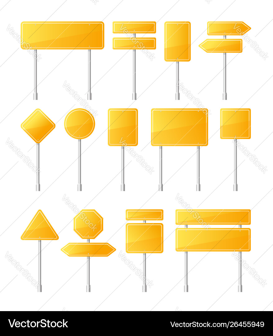 Yellow road signs Royalty Free Vector Image - VectorStock
