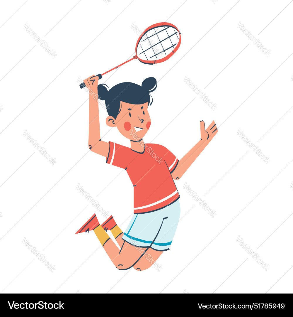 Young girl playing badminton character inspiring Vector Image