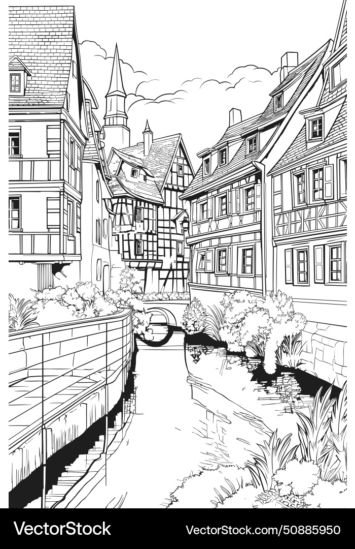 Colmar coloring page Royalty Free Vector Image