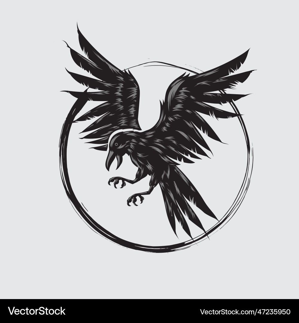 Flying raven Royalty Free Vector Image - VectorStock