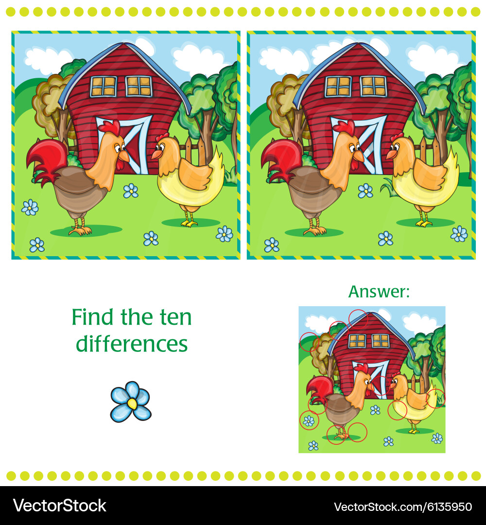 Game for children - find ten differences Vector Image