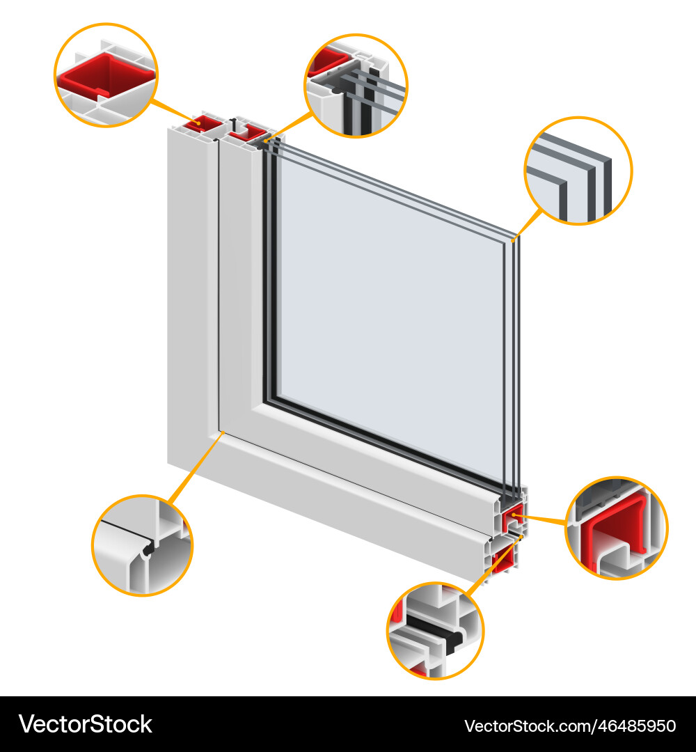 Plastic window profile frame infographic structure