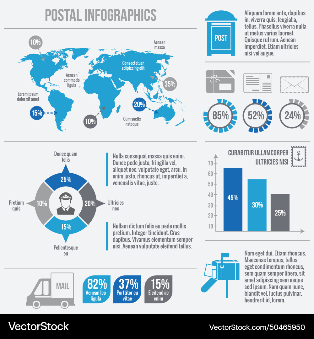Postal service infographics Royalty Free Vector Image