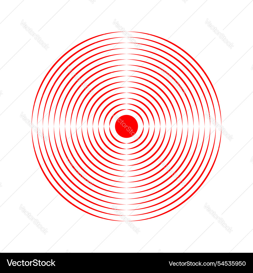 Red concentric circles pain localization icon Vector Image