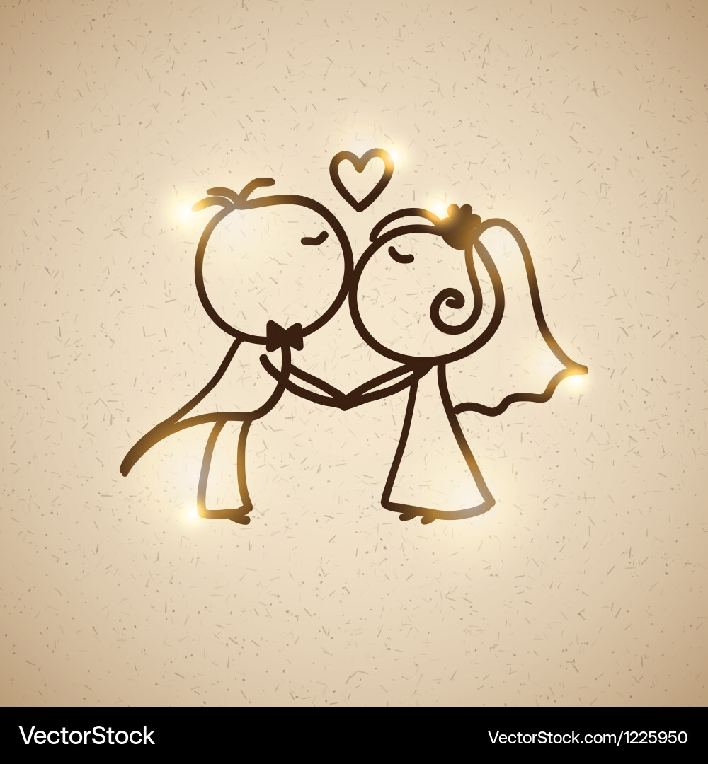 Romantic Wedding Couple Doodle Royalty Free Vector Image
