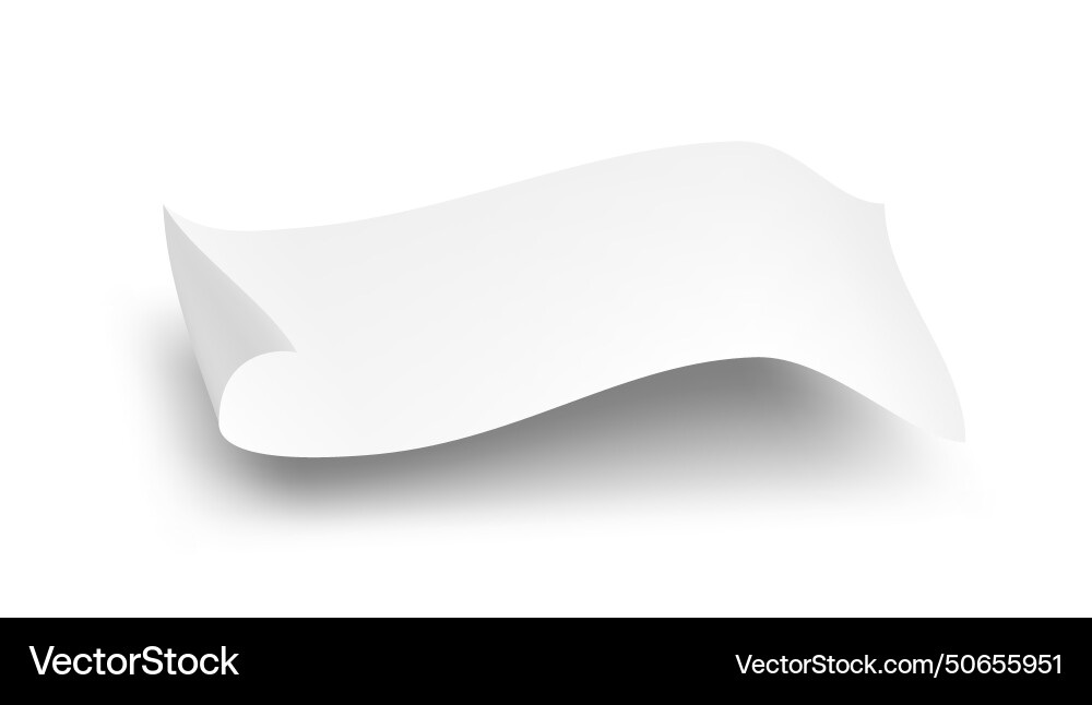 3d blank fly paper sheet with curled corner Vector Image