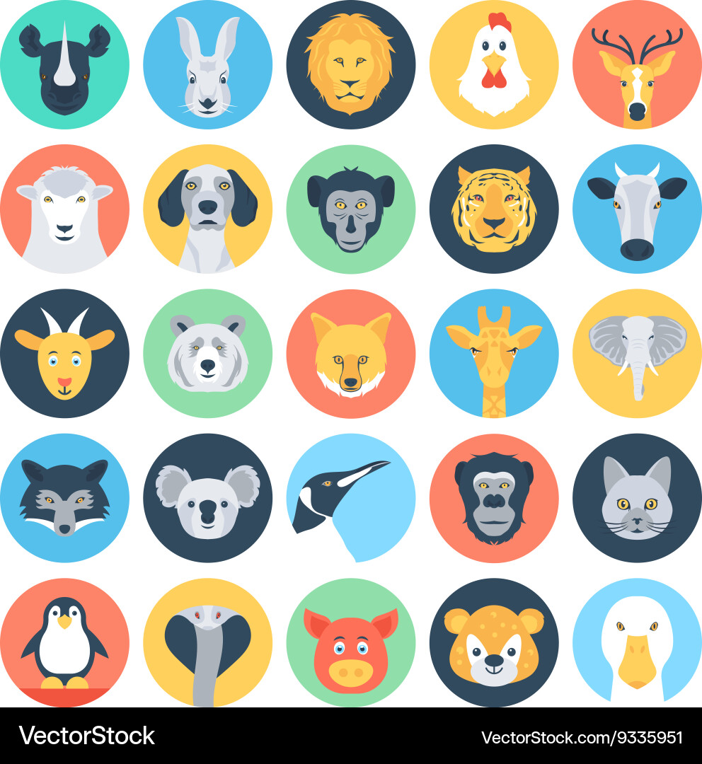Animal Avatar Icons Set Royalty Free Vector Image