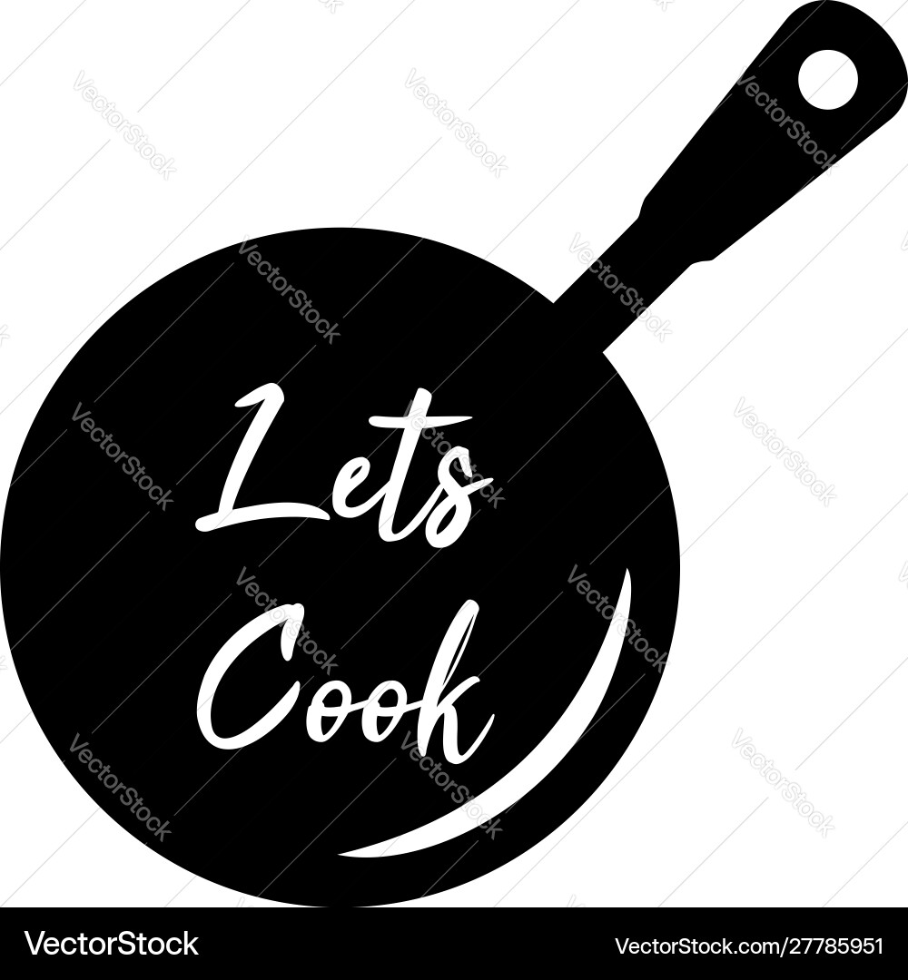 Chef frying pan silhouette logo design Royalty Free Vector