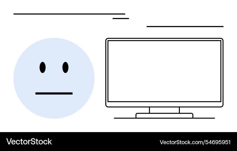 Emotionless face with computer screen Royalty Free Vector