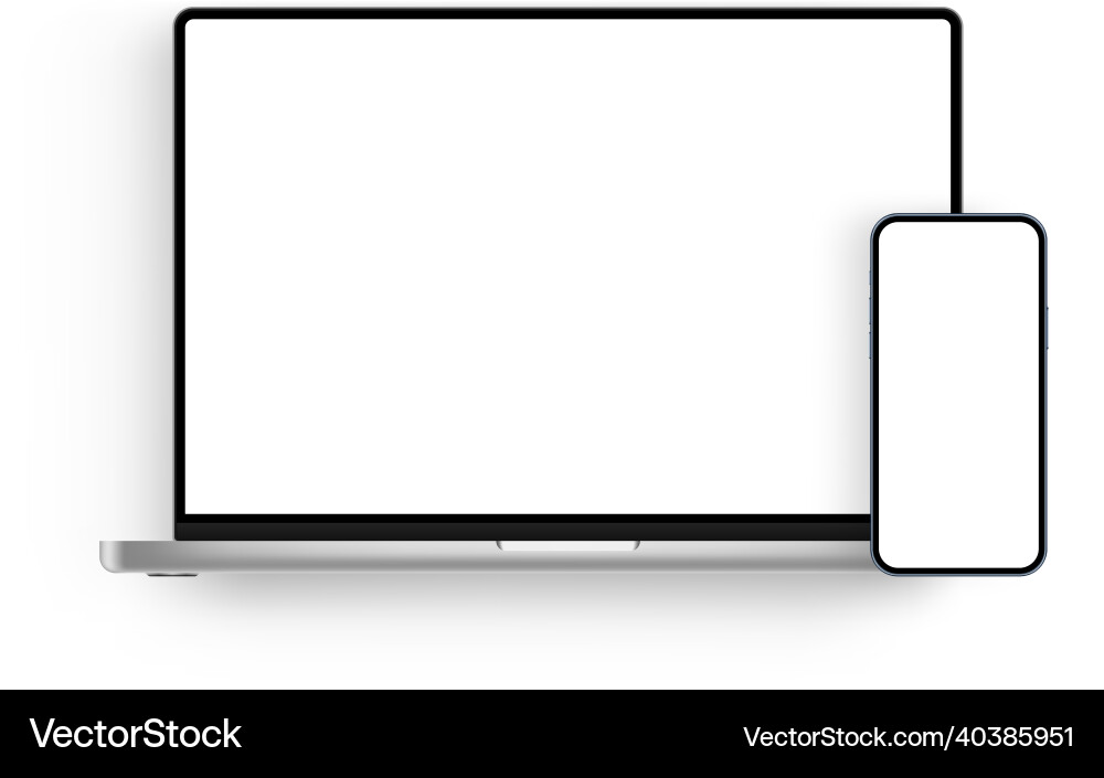 Laptop and mobile phone with blank screens Vector Image
