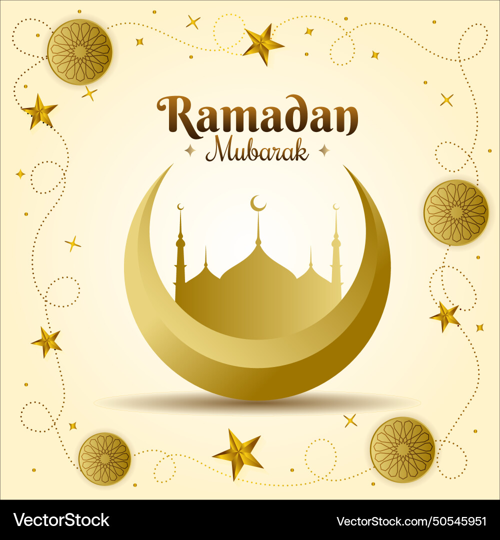 Ramzan mubarak greeting with islamic mosque Vector Image