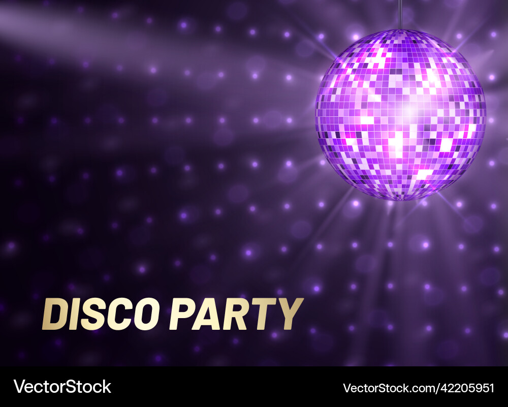 Realistic disco party banner with bright neon Vector Image