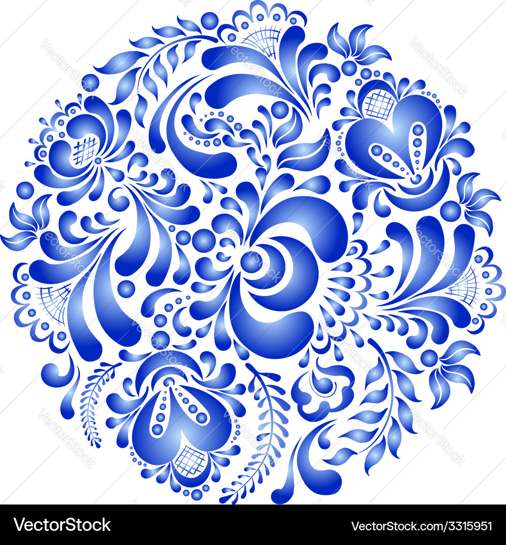 Russian Gzhel Pottery Royalty Free Vector Image