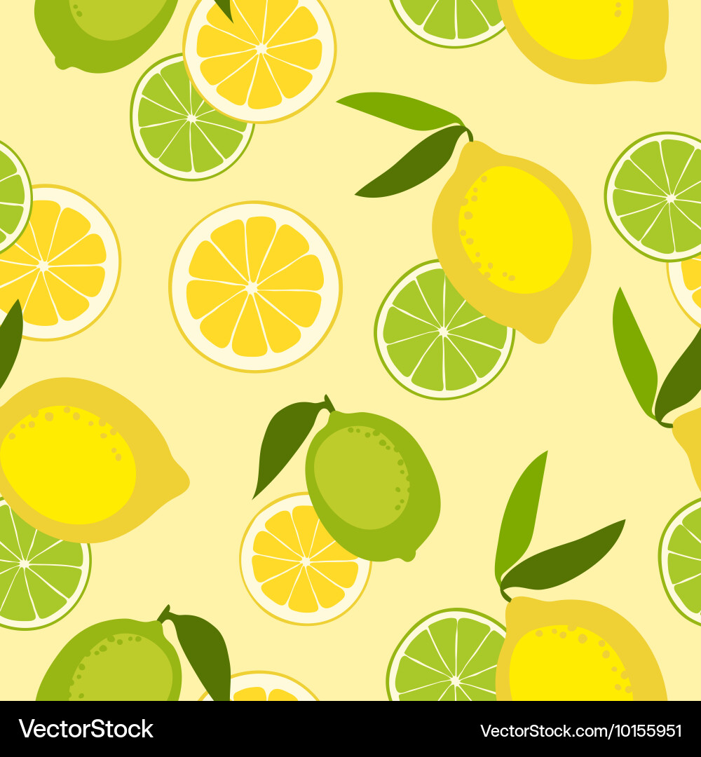 Seamless pattern with lime and lemon Royalty Free Vector