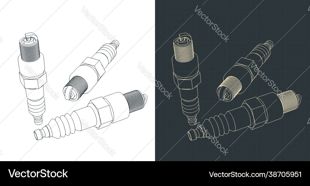 Spark plug blueprints Royalty Free Vector Image