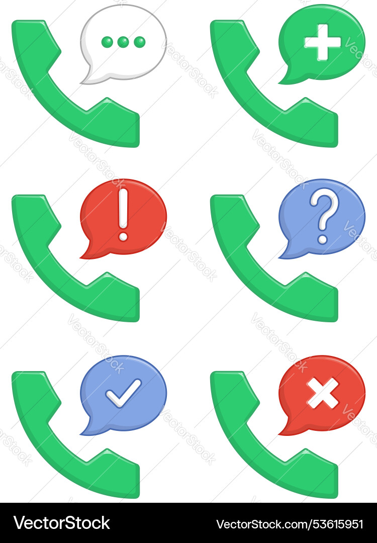 Telephone exclamation question mark calls symbols Vector Image