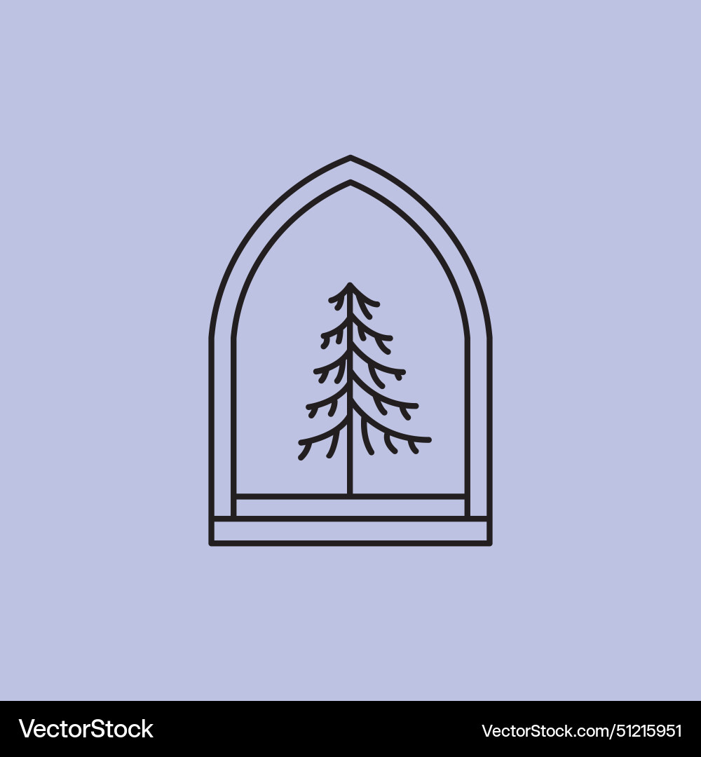 Tree line art minimalist simple logo design Vector Image