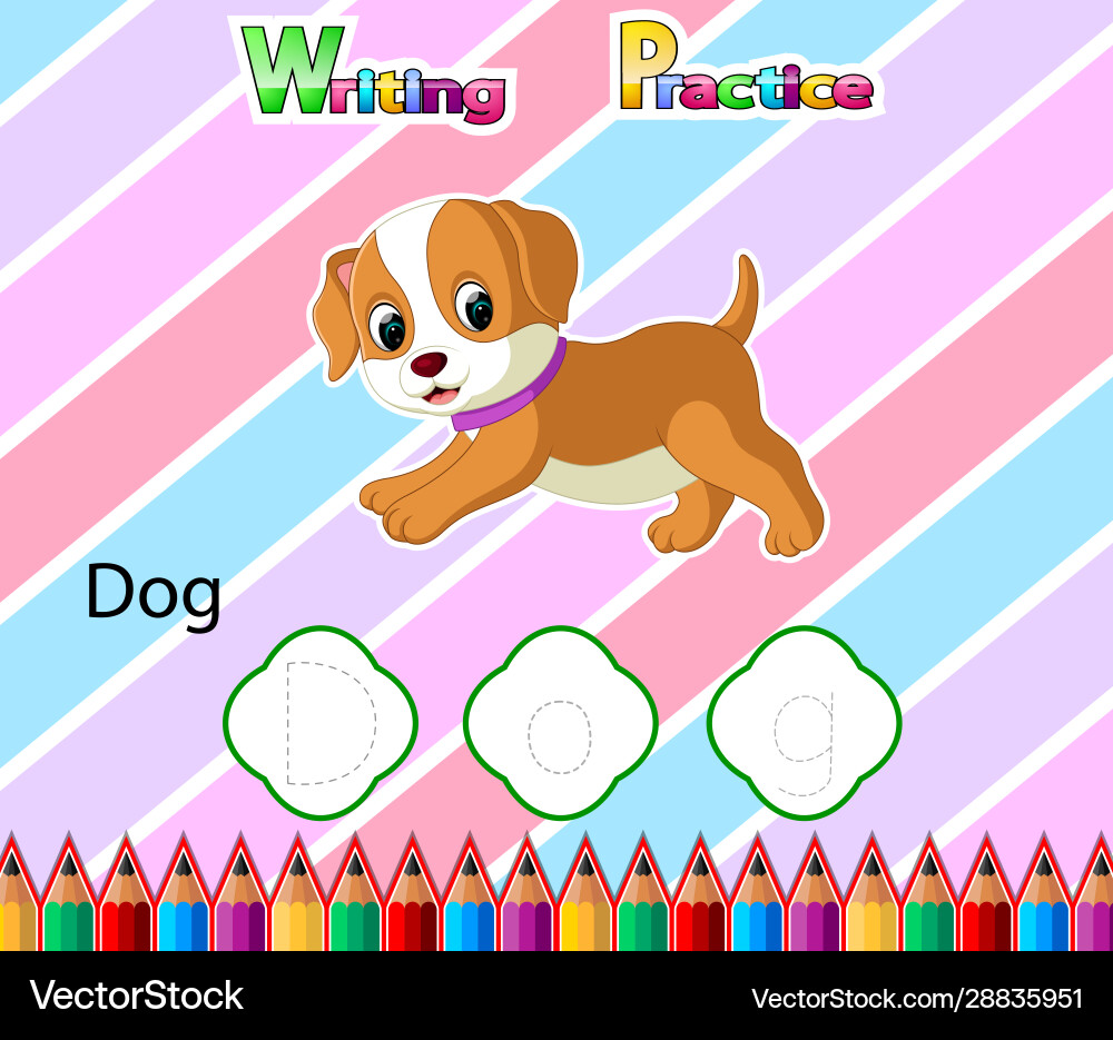 Worksheet writing practice alphabet d for dog Vector Image