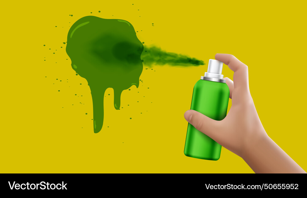 3d hand holding spraying aerosol paint can Vector Image