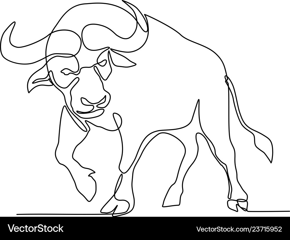 African buffalo continuous line Royalty Free Vector Image