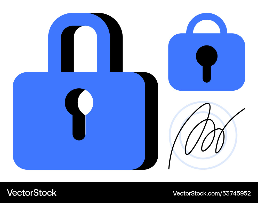 Blue padlock graphics indicating security Vector Image