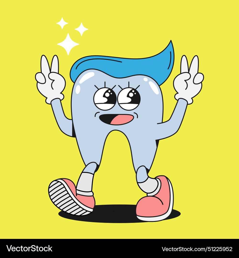 Cartoon tooth character in peaceful style Vector Image