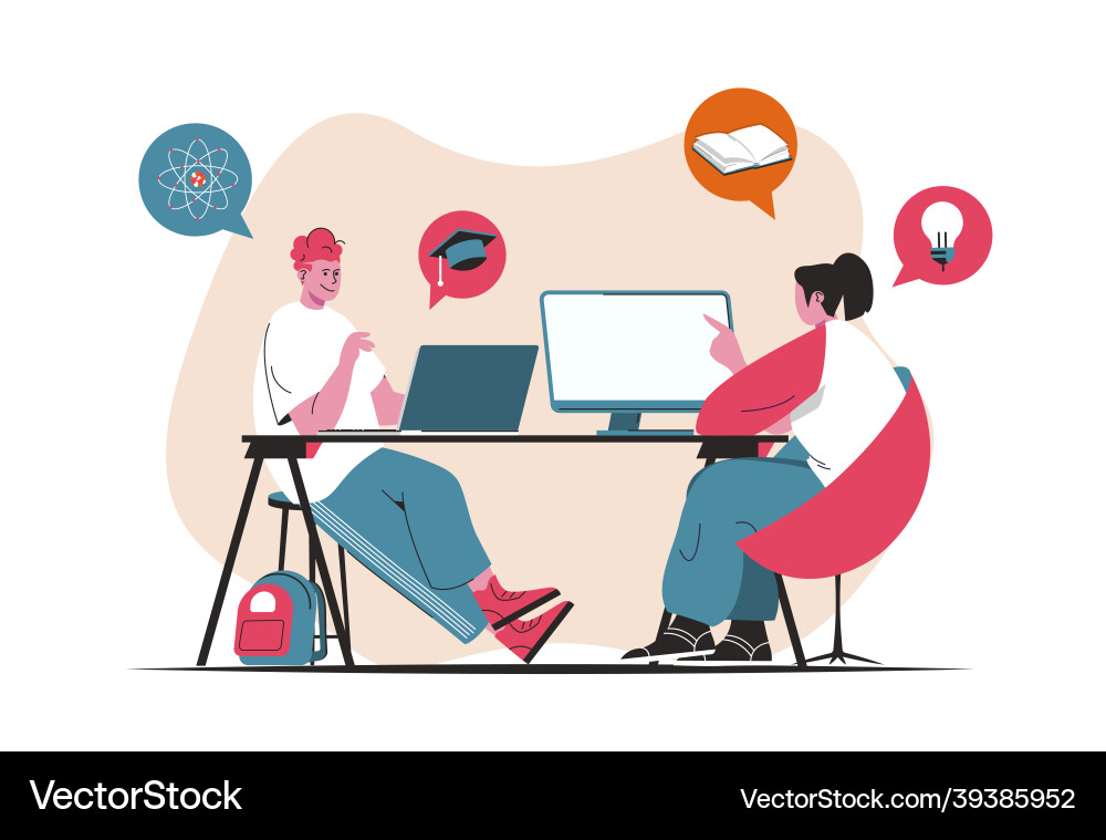 Distance learning concept isolated online Vector Image