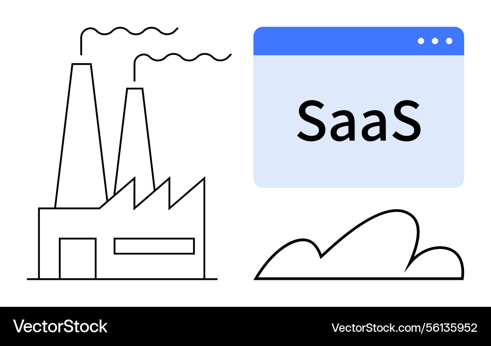Factory building with saas technology and cloud Vector Image