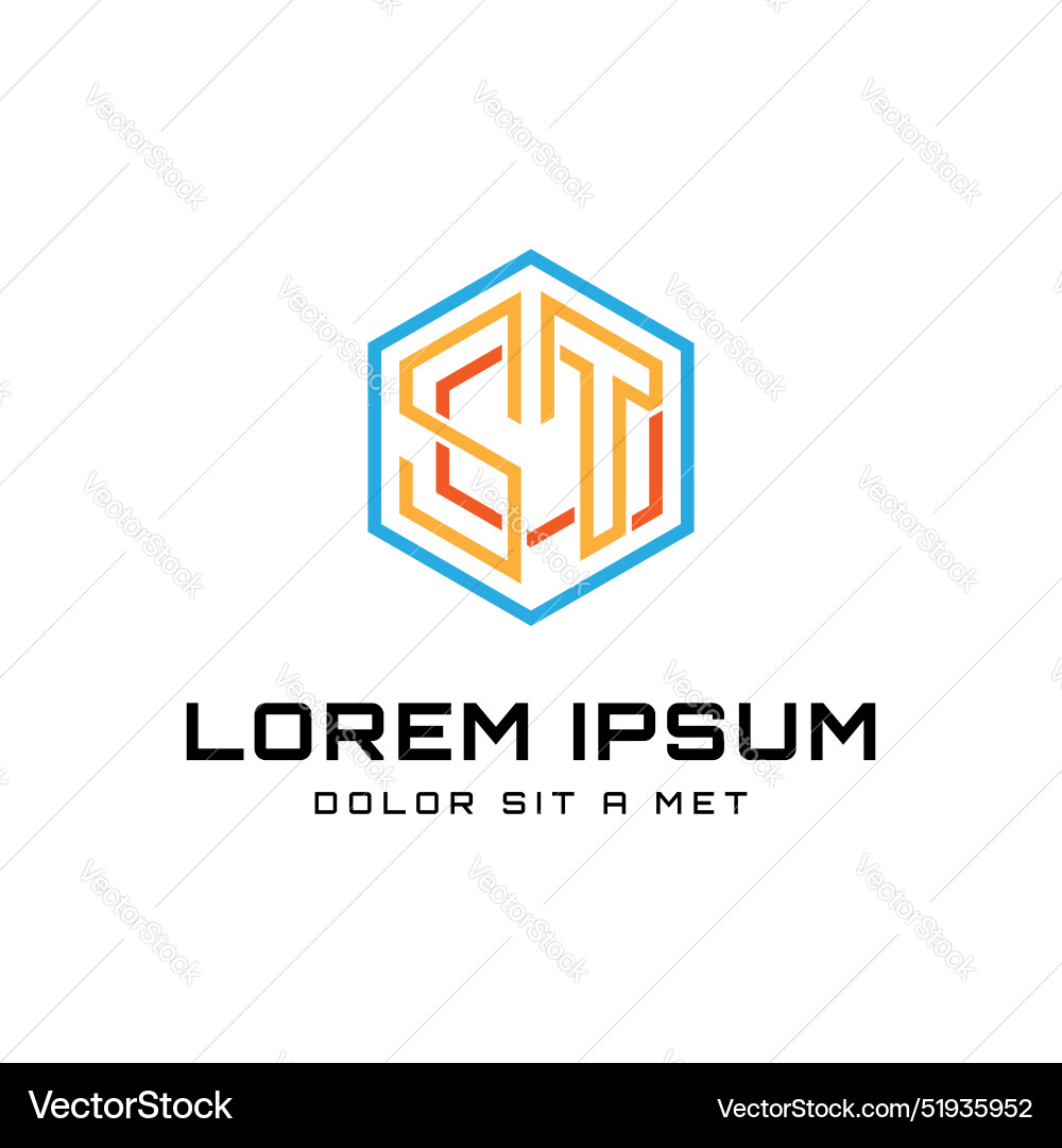 Geometric s t initial monogram text logo design Vector Image