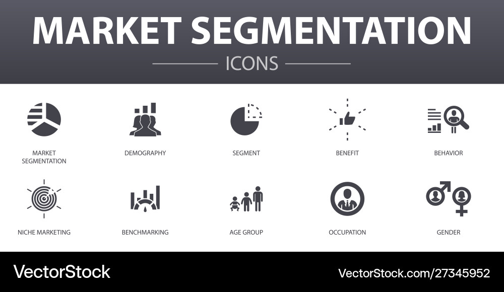 Market segmentation simple concept icons set Vector Image
