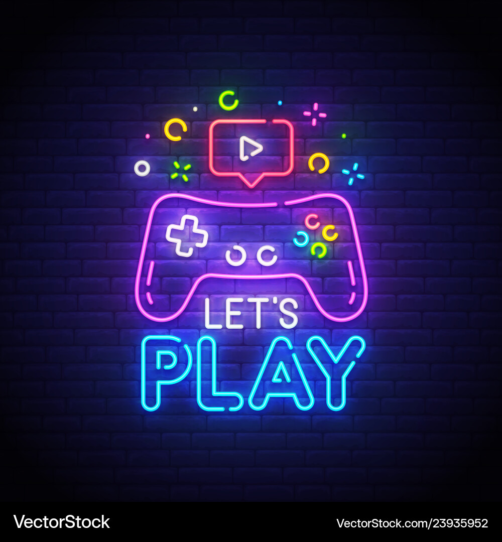 Neon Game Logo Sign Royalty Free Vector Image - VectorStock