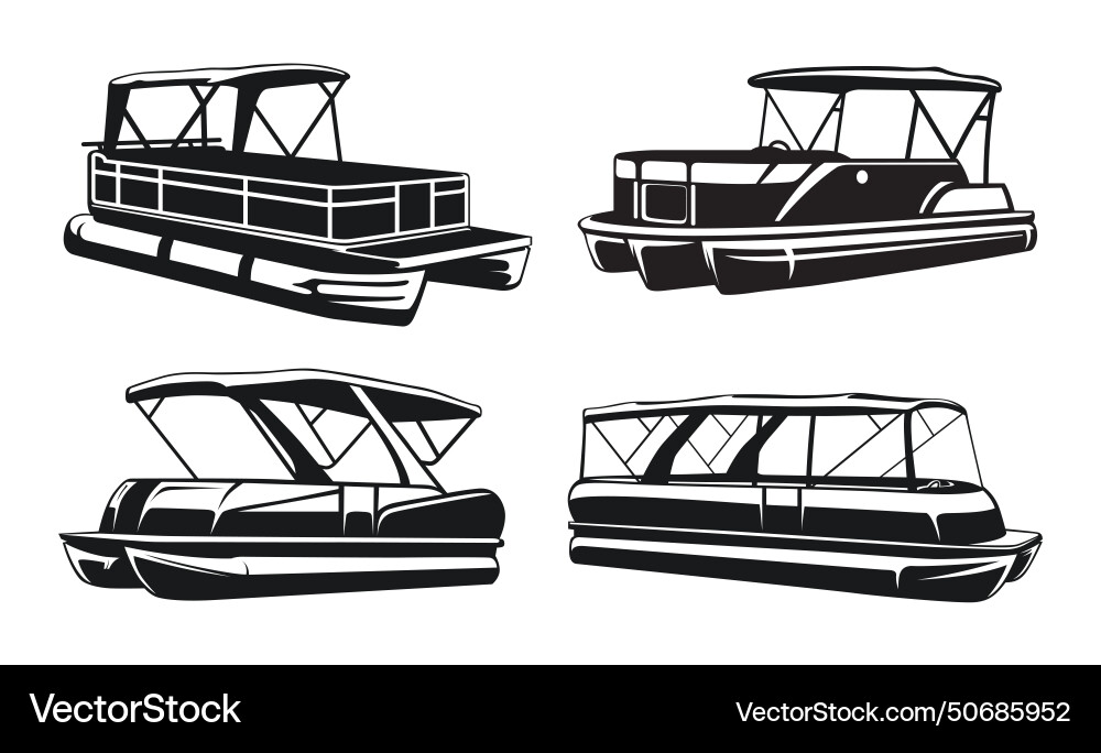 Pontoon boat icon passenger transportation canopy Vector Image