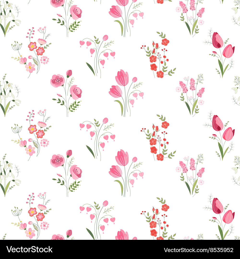 Seamless pattern with stylized cute flowers Vector Image