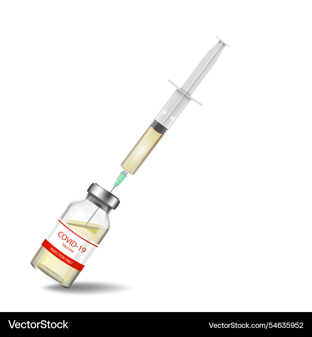 Syringe and vaccine bottle on white Royalty Free Vector