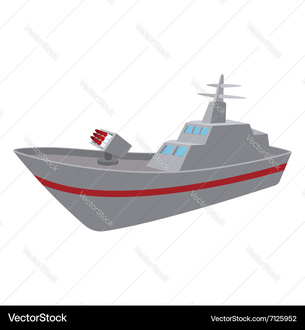 Warship cartoon icon Royalty Free Vector Image